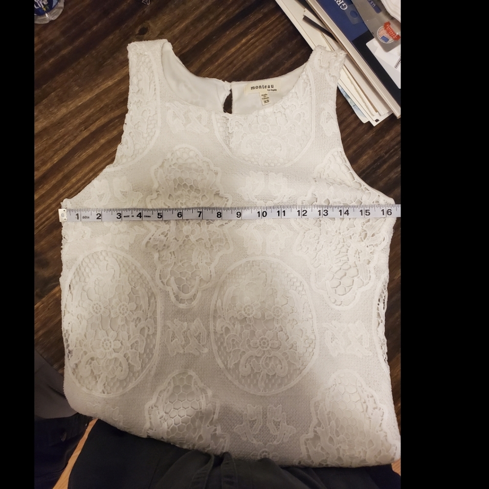 Monteau White Lace Shift Dress - Gem